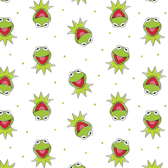 Kermit the Frog on White - 100% Cotton - Camelot Fabric – The Fox ...